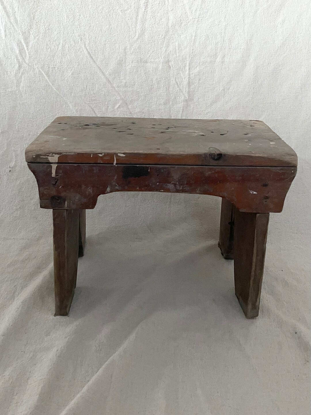 Primitive Step Stool No. 2 | Early Wooden Faded Wood Natural Wood ...