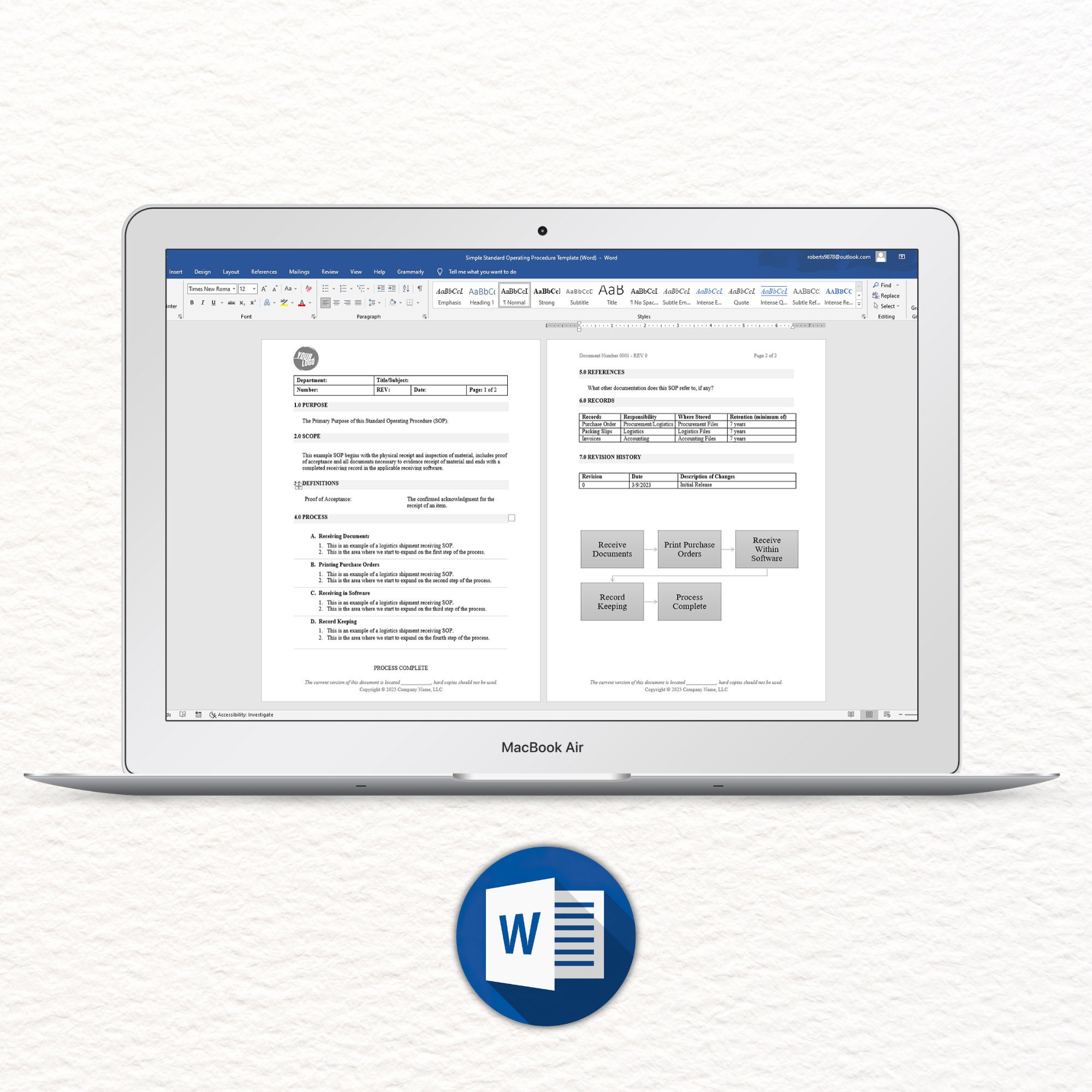 Standard Operating Procedure Template SOP Template Microsoft - Etsy