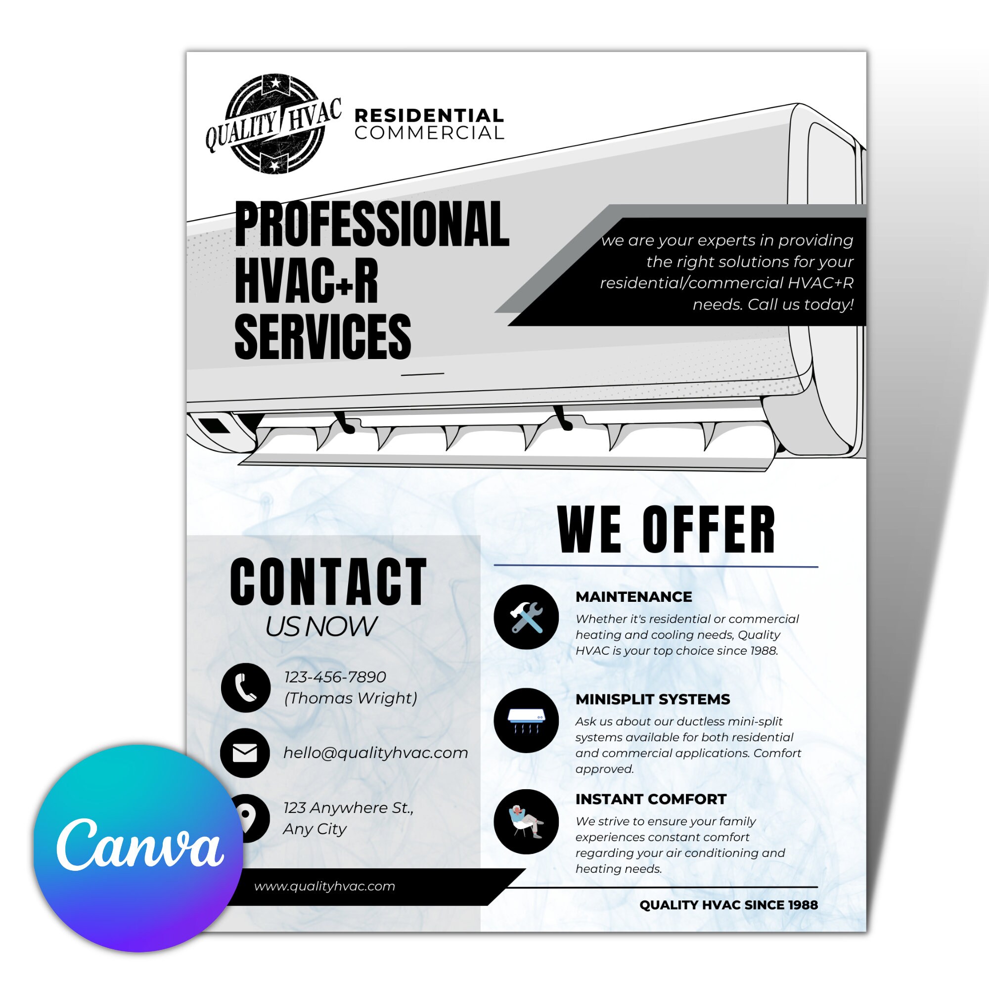 HVAC Flyer Template, Social Media Flyer, HVAC Flyers, Flyer Template ...