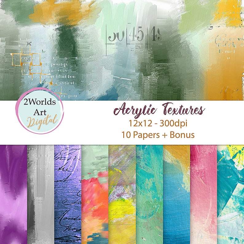 Digital Acrylic Texture Papers, Digital Papers, Acrylic Papers, Digital ...