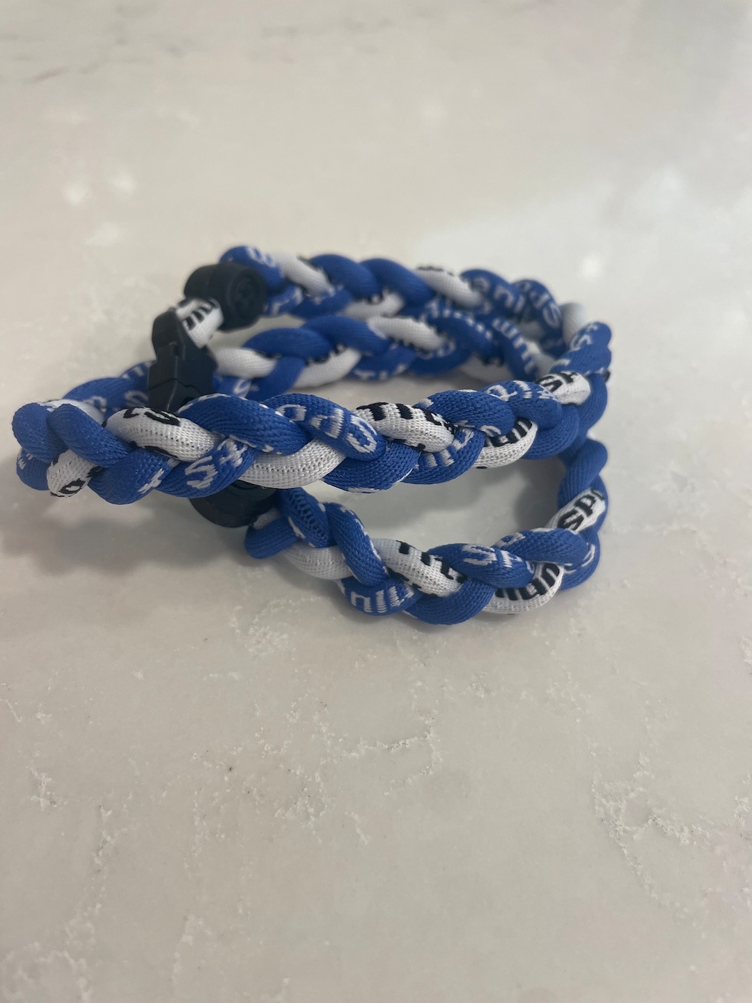 Boys Youth Baseball Stitch White Blue 2 Rope Tornado Twist Braid ...