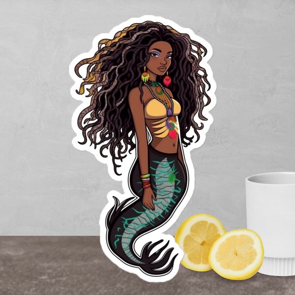 Black Woman Mermaid Sticker - Etsy