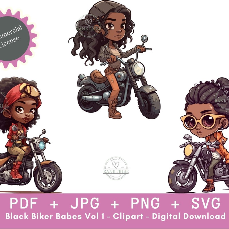African American Woman on Motorcycle - Etsy