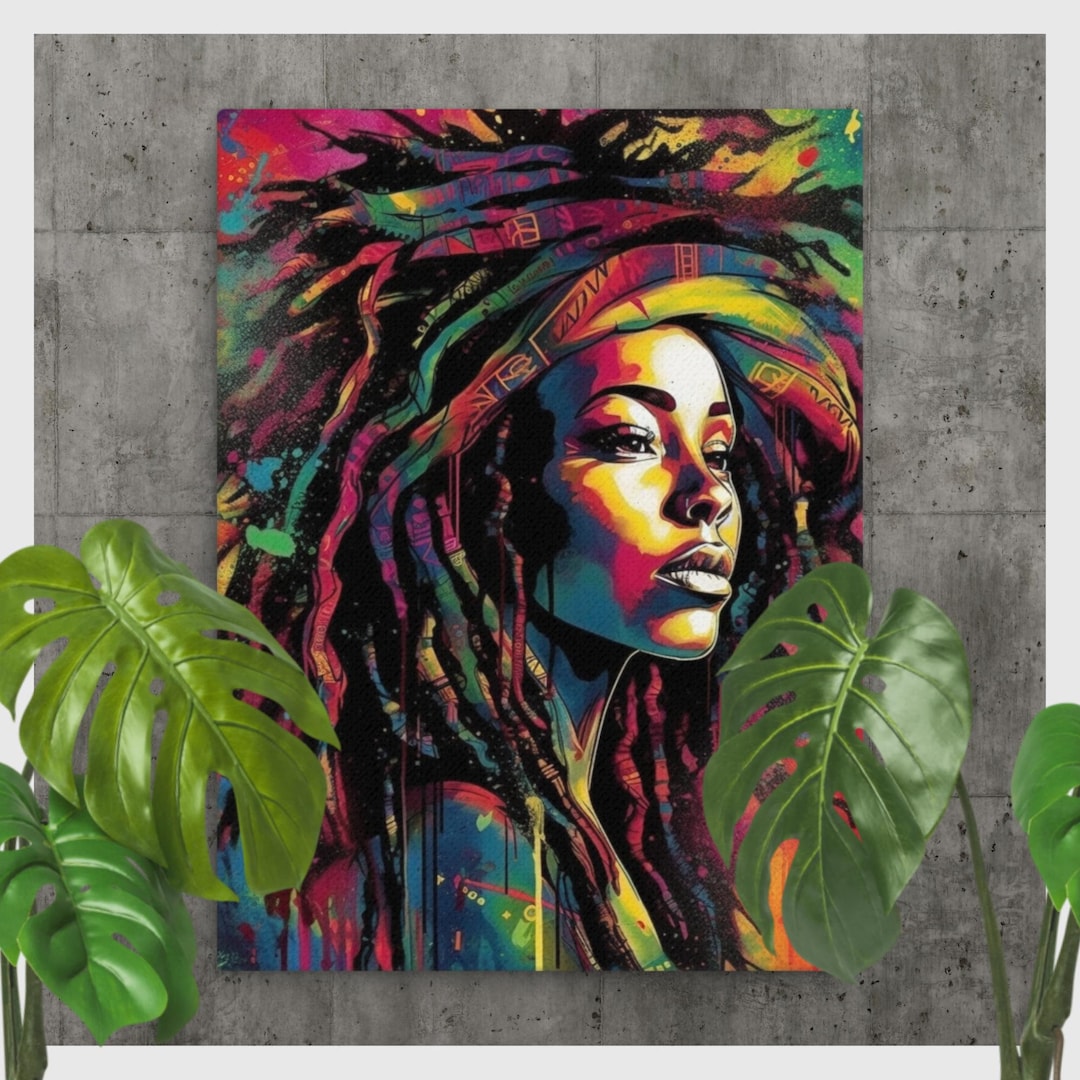 Rasta Queen on Canvas - 18x24 - Home Decor Wall Art - Colorful ...