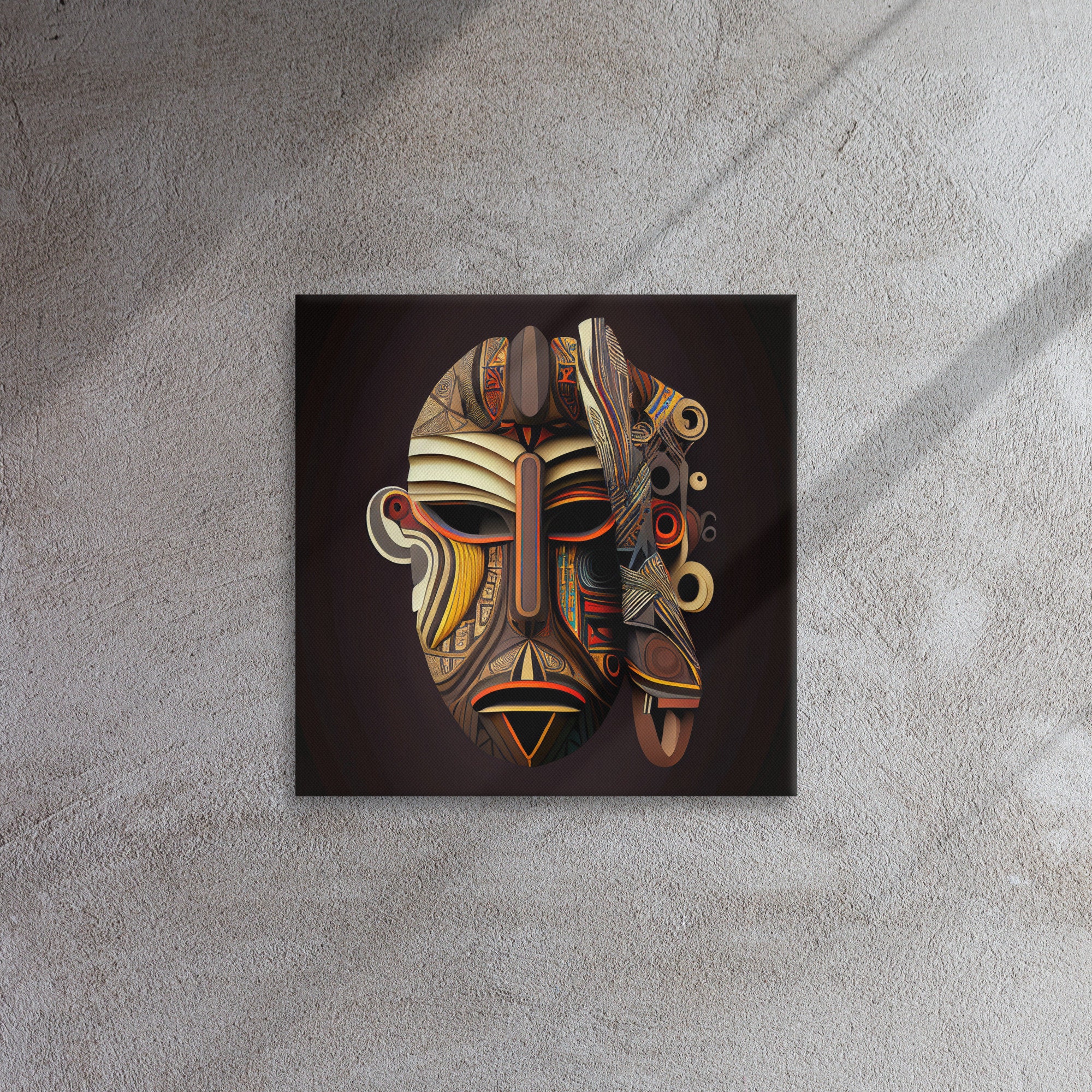 African Ceremonial Mask VII Colorful Brown Yellow Red - Etsy