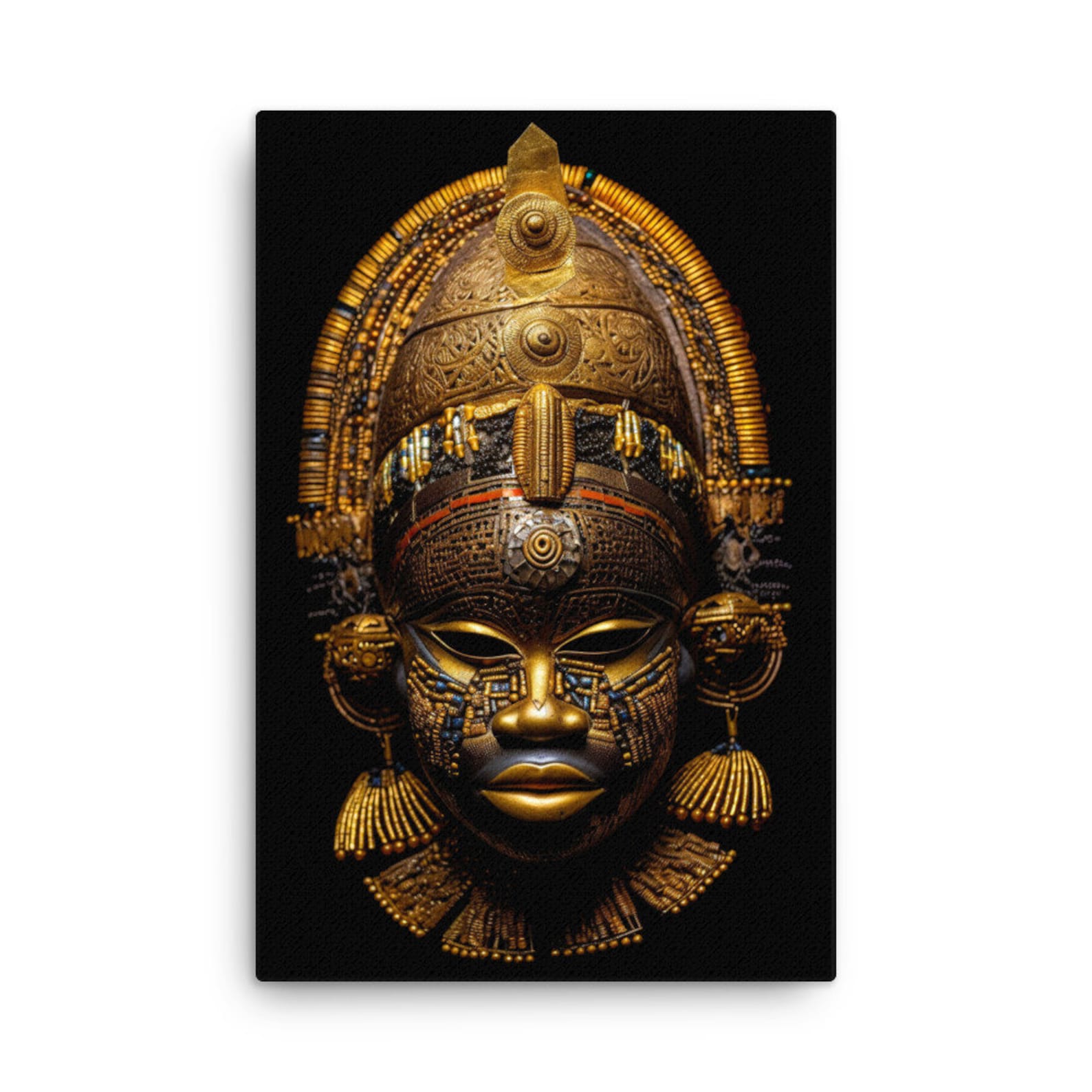 Ancient African Queen Idia I Mask on Canvas, Beautiful Gold Highly ...
