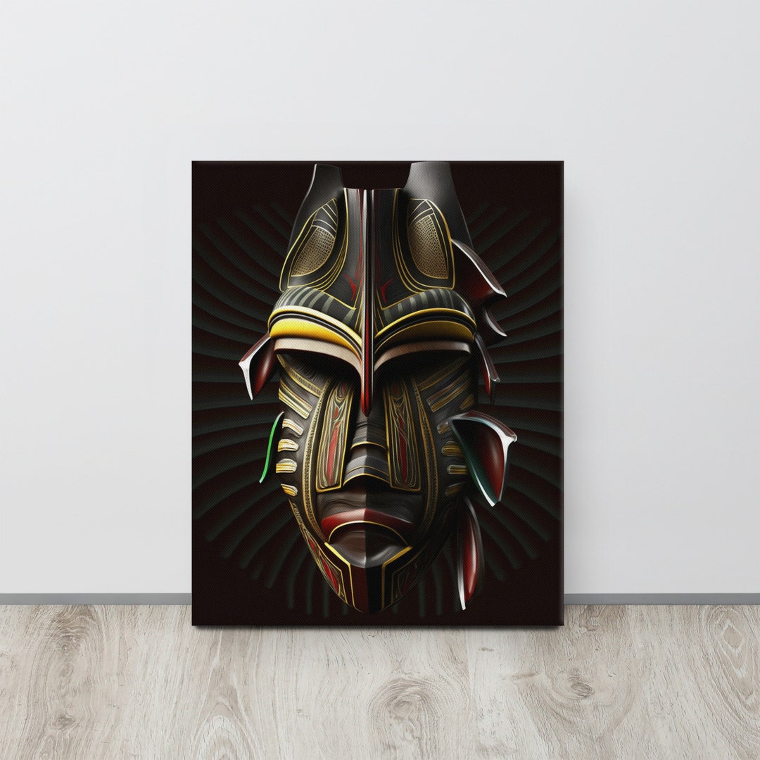 African Mask on Canvas XI, 16x20 Inches, Tribal Chief Mask, African ...