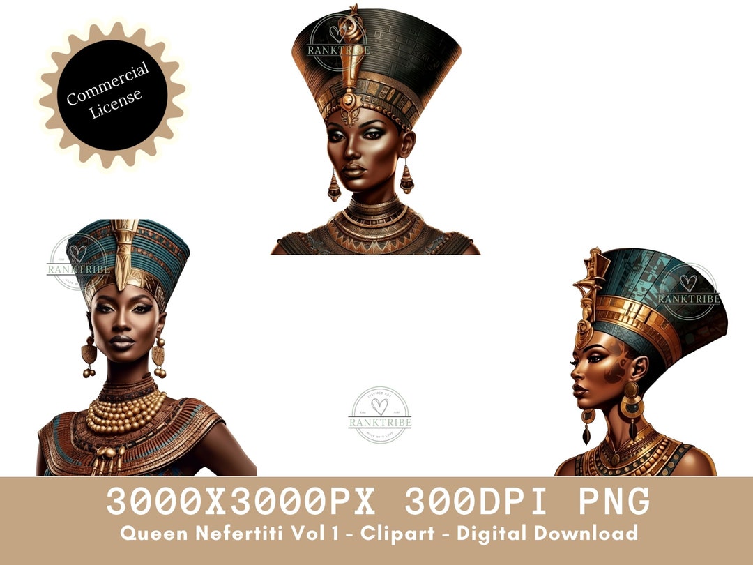 Black Queen Nefertiti (3 Digital Downloads) 3000x3000 300dpi African ...