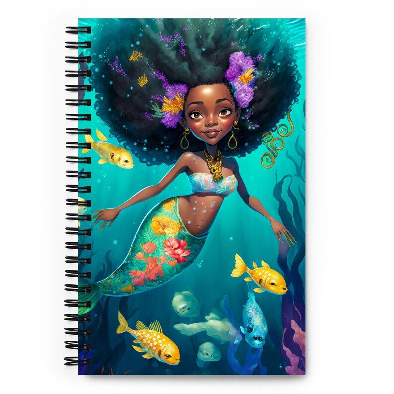 Black Princess Mermaid Notebook Spiral Notebook Black Girl - Etsy