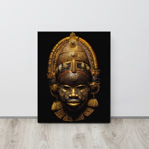 Ancient African Queen Idia I Mask on Canvas, Beautiful Gold Highly ...
