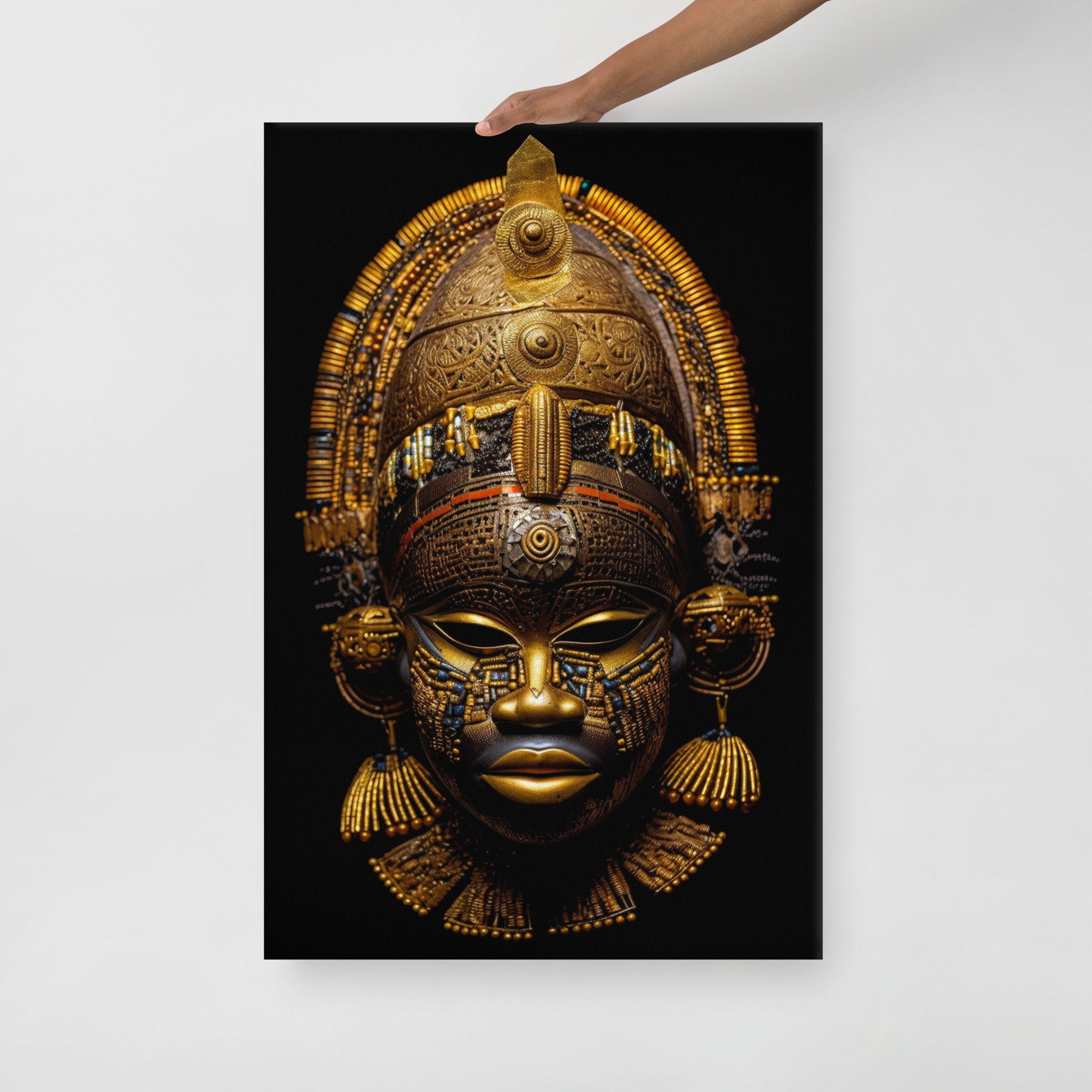 Ancient African Queen Idia I Mask on Canvas Beautiful Gold - Etsy
