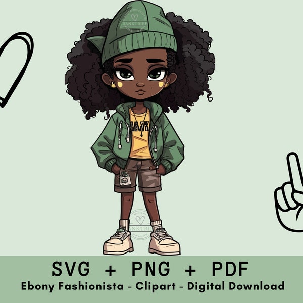 Afro Chibi Clipart - Etsy