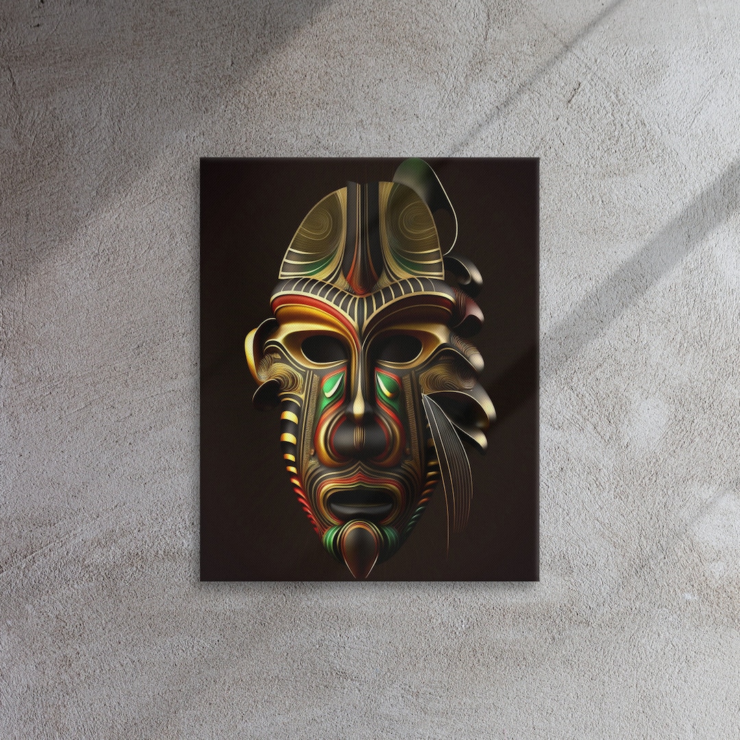 African Mask on Canvas X, 16x20 Inch, Tribal Mask, Tribal Ceremonial ...