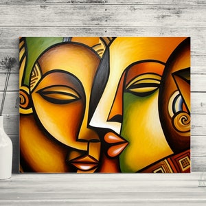 Eternal Embrace - Abstract Black Love Art | Loving Black Couple Canvas ...