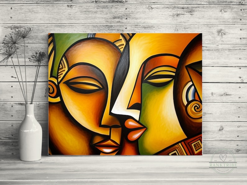 Eternal Embrace - Abstract Black Love Art | Loving Black Couple Canvas ...