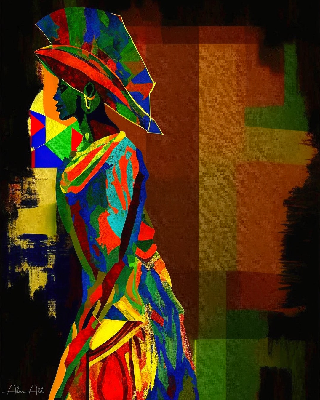 Black Queen Abstract 16x20 Inches, Colorful Black Art Canvas - Etsy