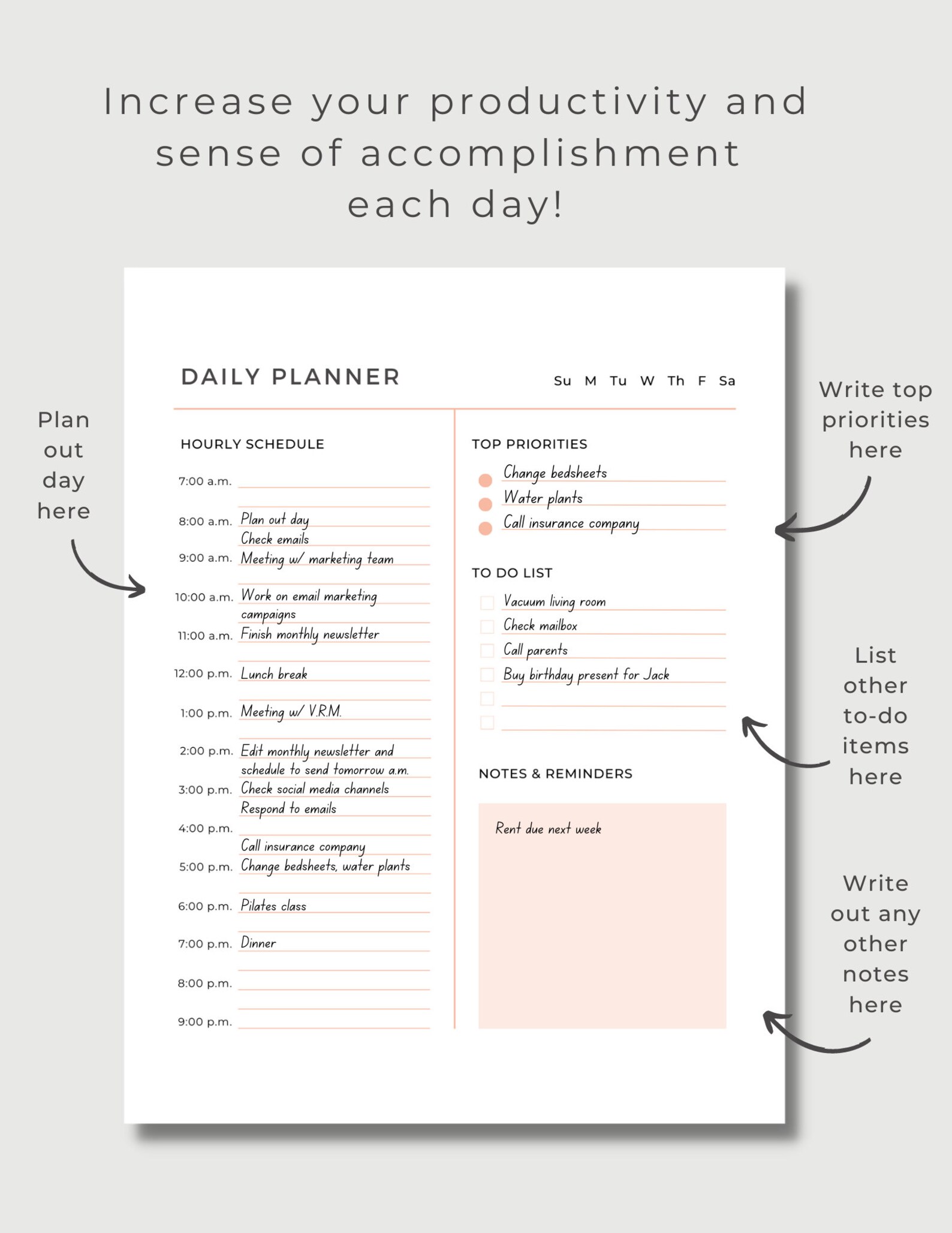 ADHD Daily Planner Printable, Daily Planner Printable, Daily Schedule ...