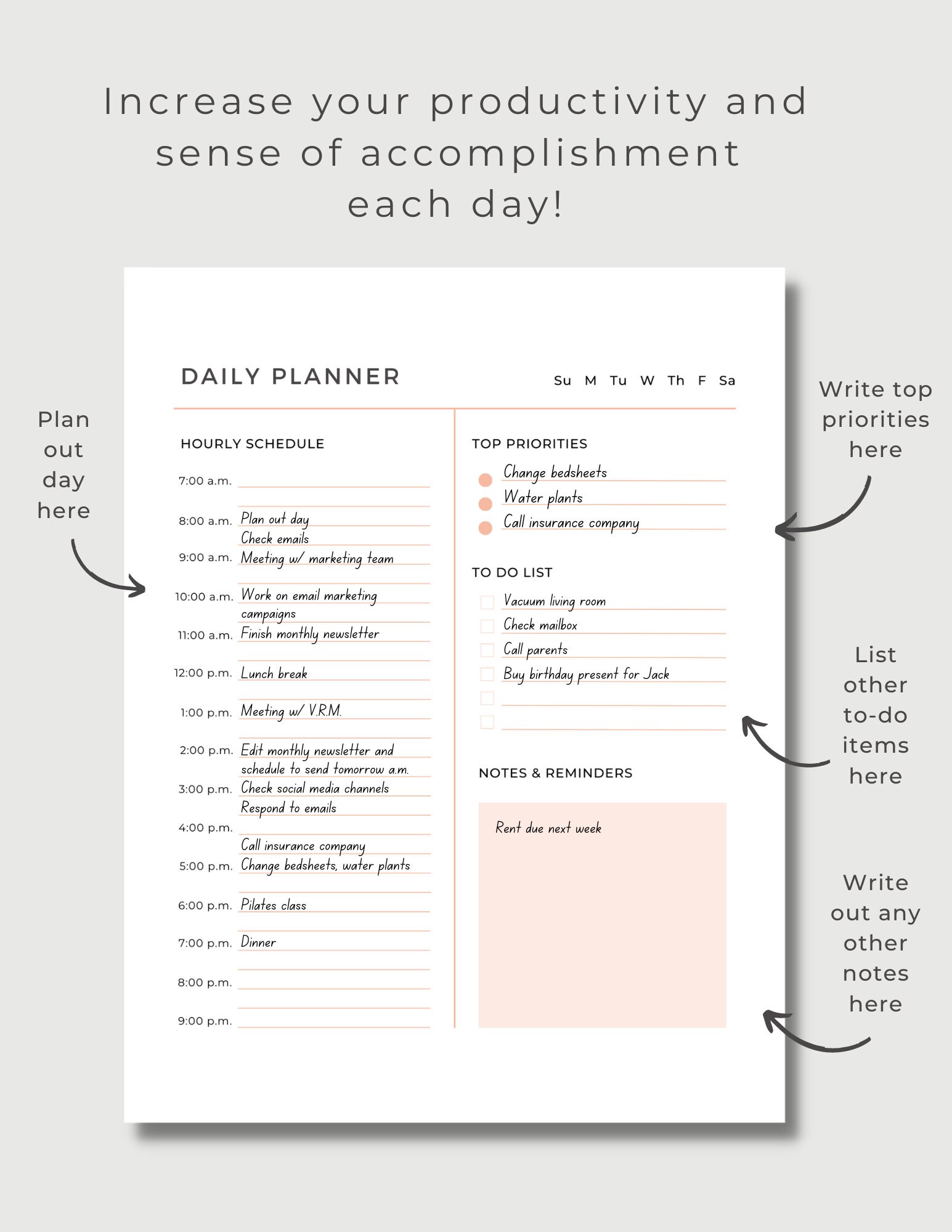 ADHD Daily Planner Printable, Daily Planner Printable, Daily Schedule ...