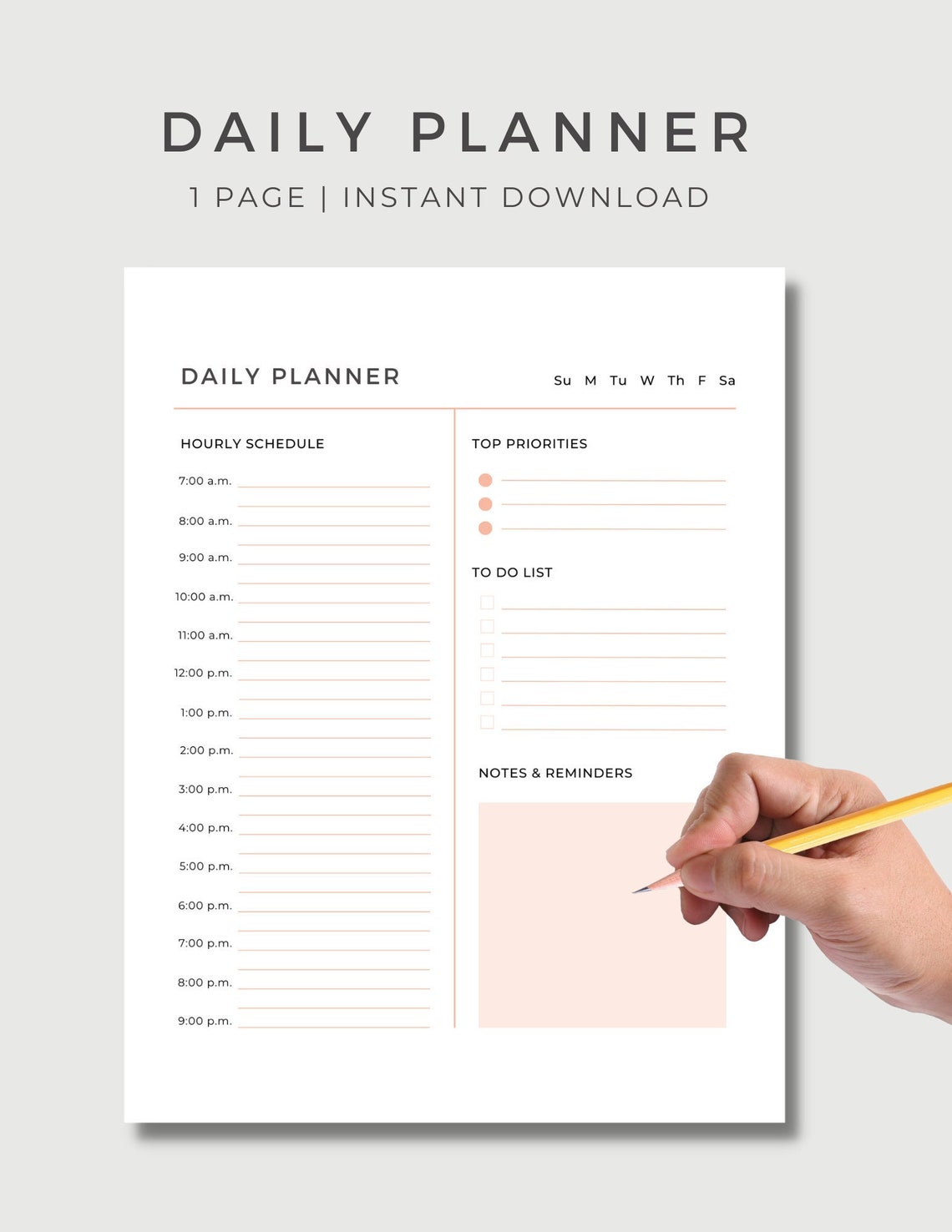 ADHD Daily Planner Printable, Daily Planner Printable, Daily Schedule ...