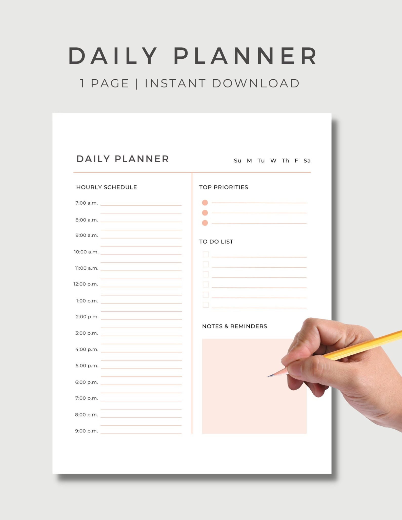 ADHD Daily Planner Printable, Daily Planner Printable, Daily Schedule ...