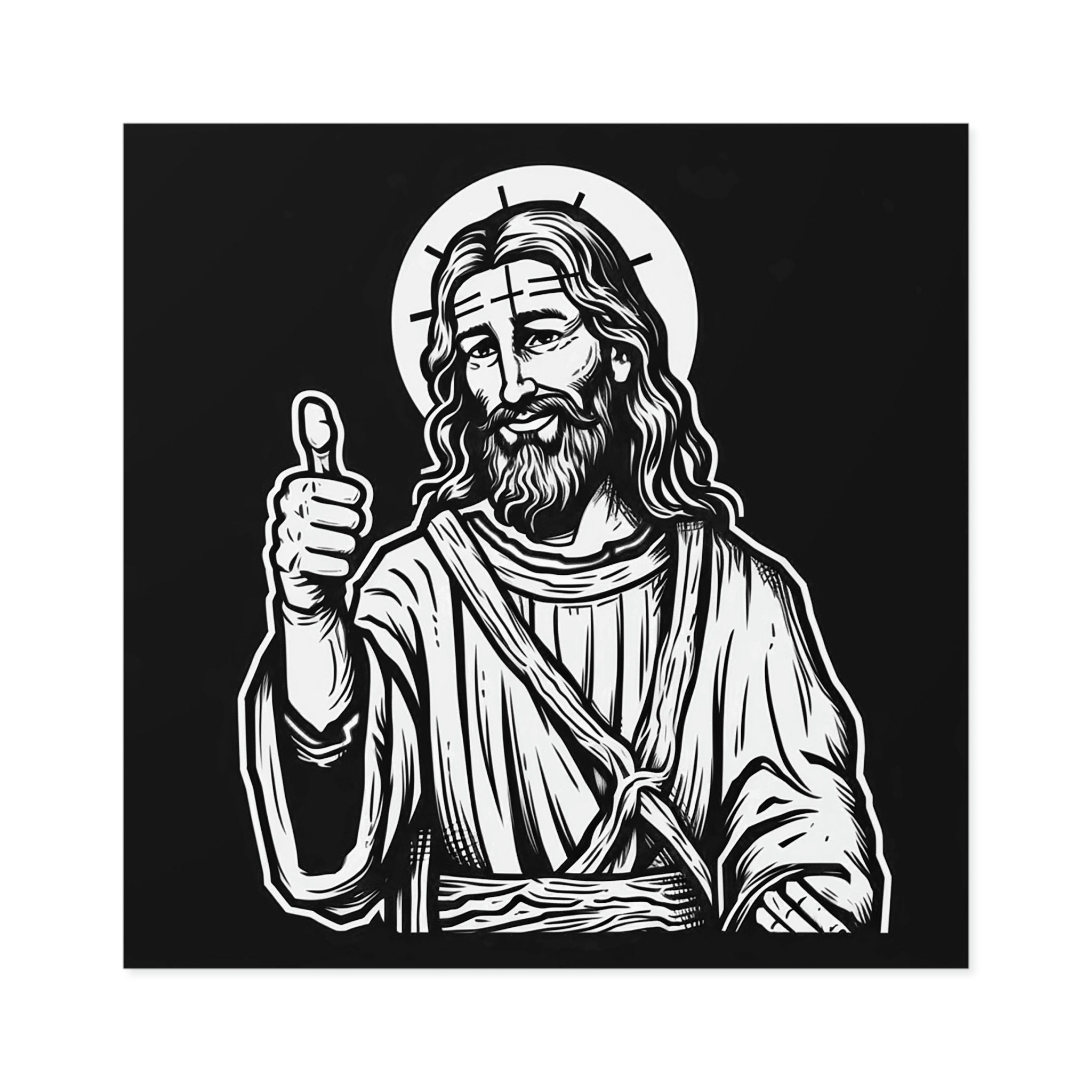 Jesus Gives A Thumbs up Die-cut Sticker, Thumbs up Jesus, Jesus Sticker ...