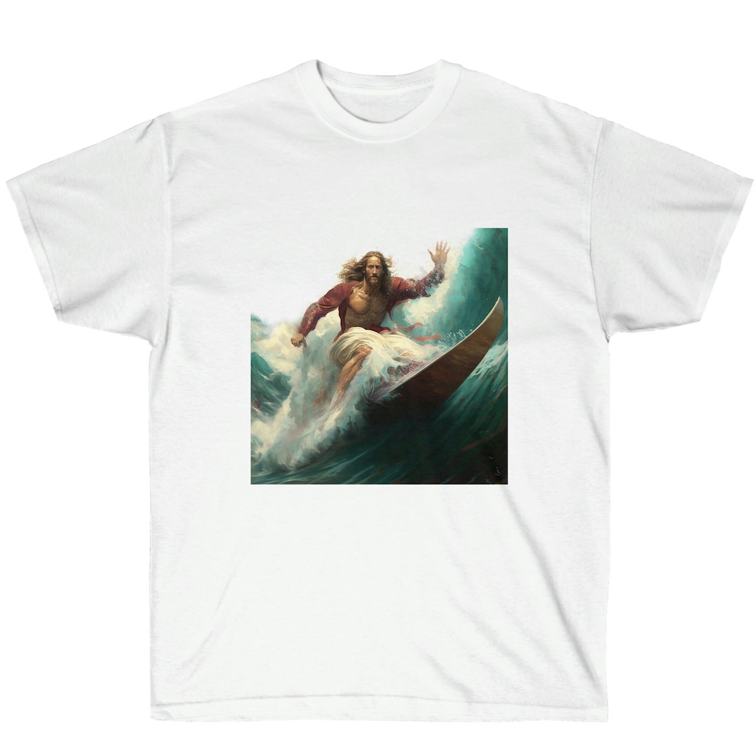 Surfing Jesus Shirt, Easter Gift, Jesus Surfs, Christian Surfer, Jesus ...