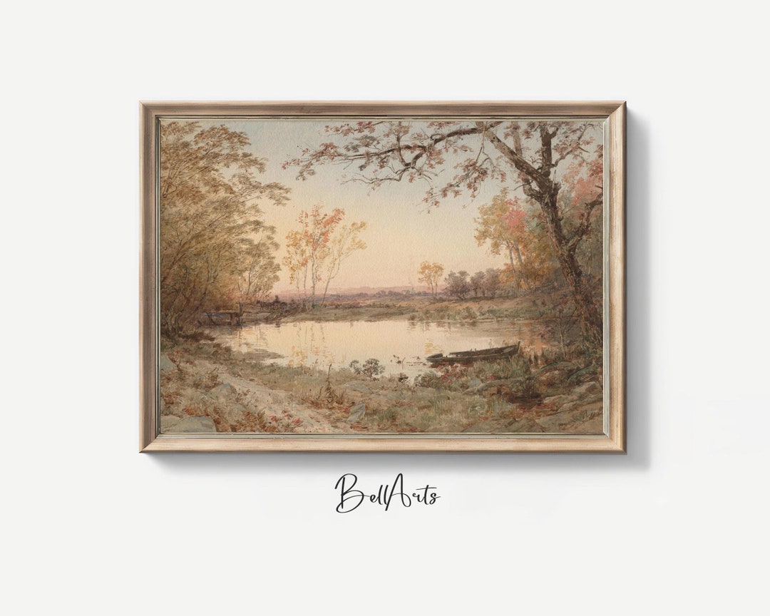 Rustic Hudson River Scene Printable Art Vintage Landscape Digital Art ...