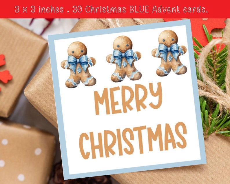 30 Blue Advent Calendar Printables, Blue Christmas Countdown, Blue ...