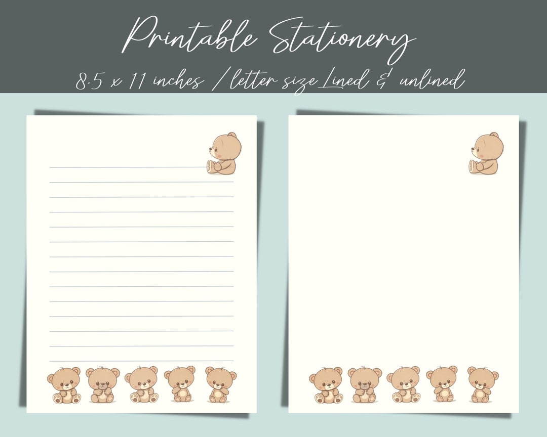 Printable Stationery Lined and Unlined Paper Letter - Etsy