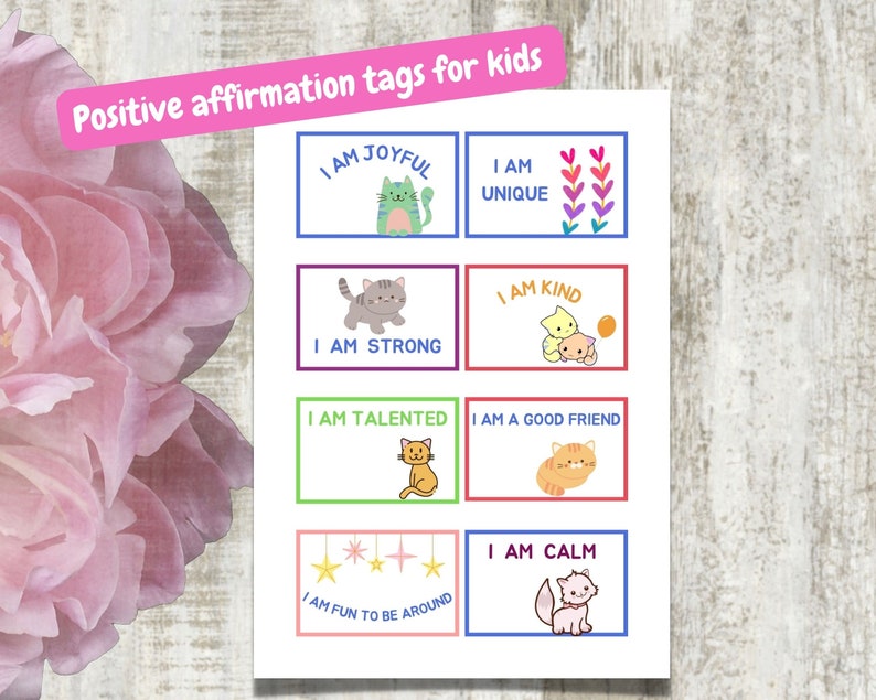 24 Positive Affirmation Cards for Kids | 24 Positive Thought Cards for ...