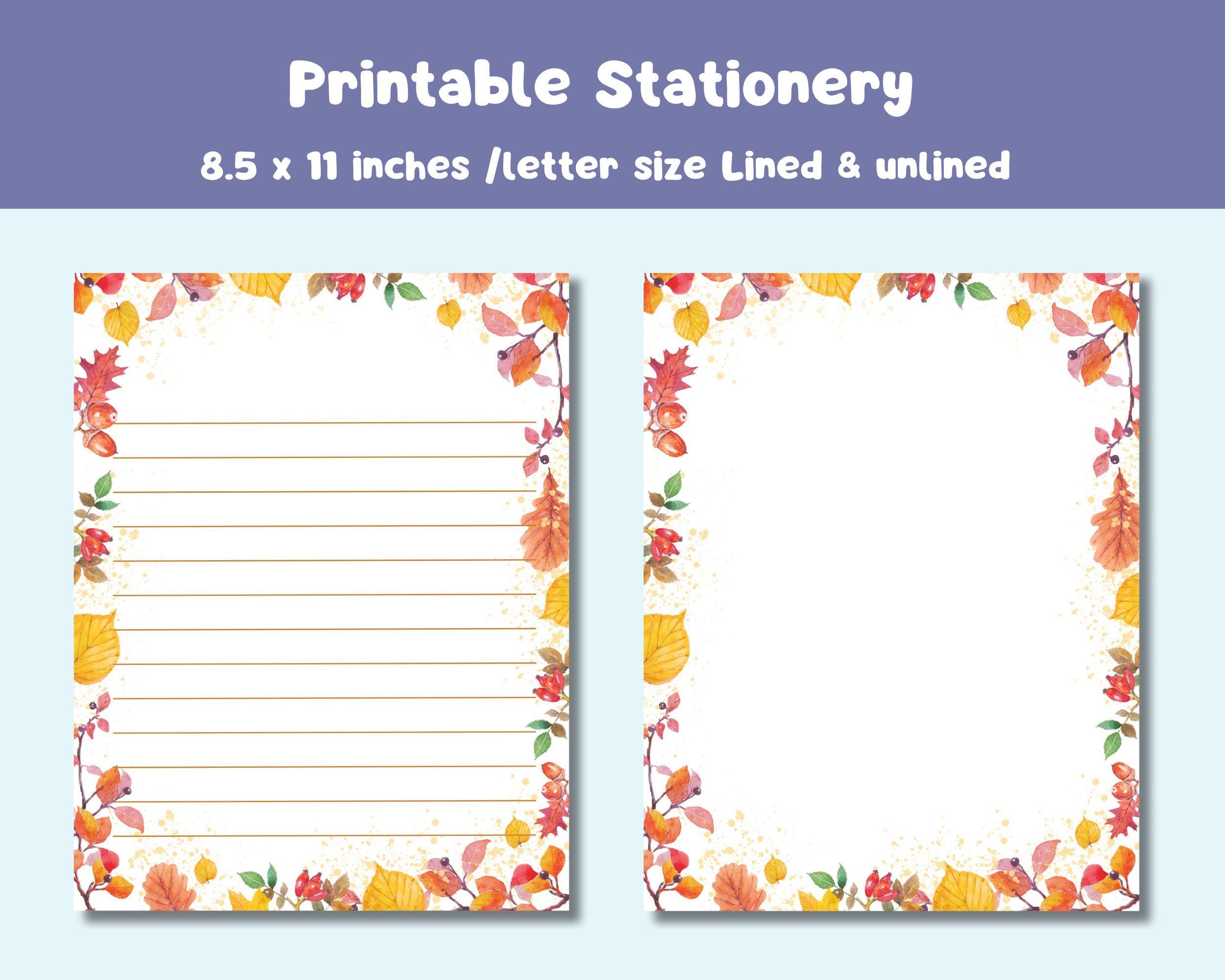 Thanksgiving Printable Stationery | 6 Lined and 6 Unlined Paper | US ...