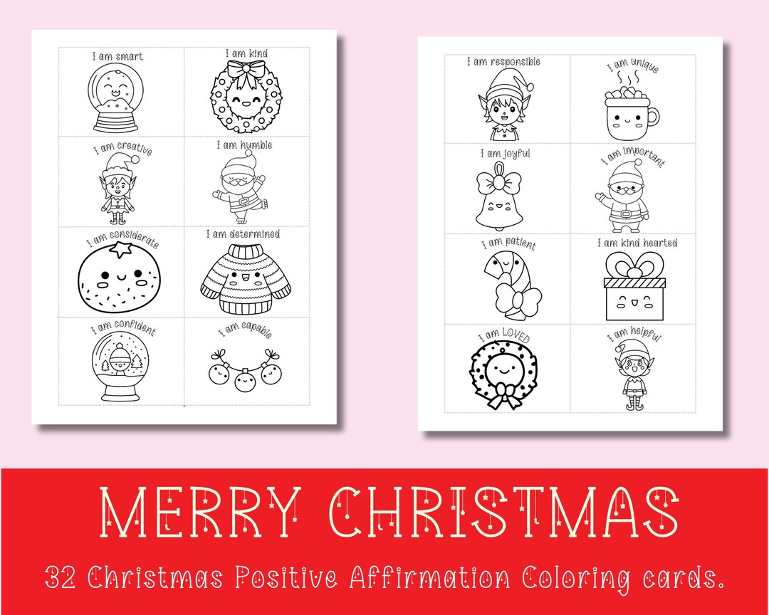 Christmas Affirmation Coloring Cards for Kids | Positive Notes (PDF) - Etsy