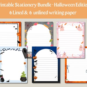 Halloween Printable Stationery | 6 Lined and 6 Unlined Paper | US ...