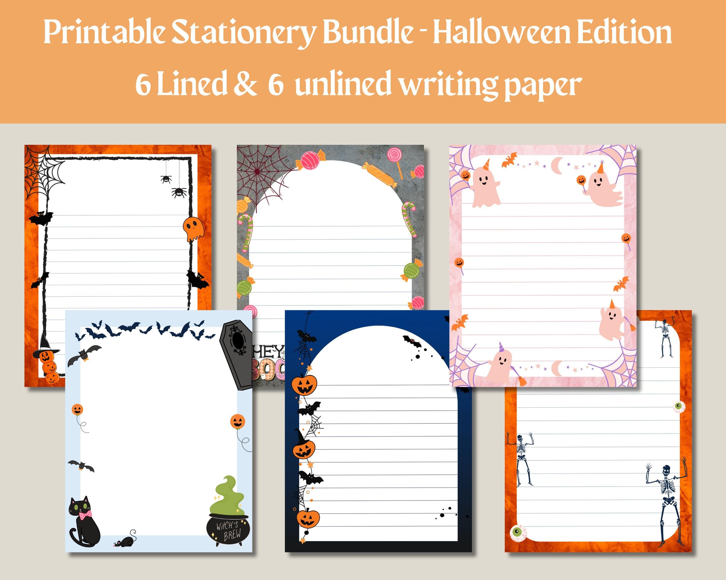 Halloween Printable Stationery | 6 Lined and 6 Unlined Paper | US ...