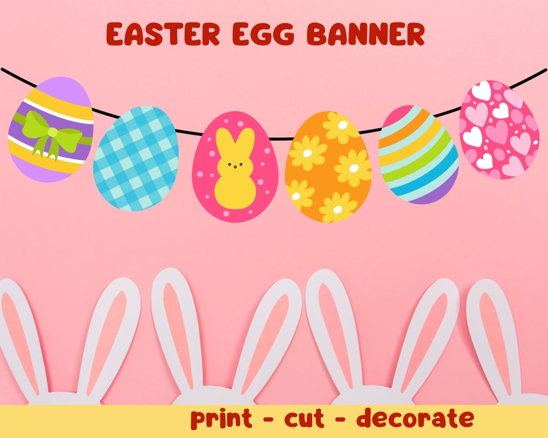 Easter Eggs Printable Banner, Easter Banner, DIY Printable Banner ...