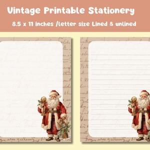 Vintage Christmas Printable Stationery Lined and Unlined Paper US ...