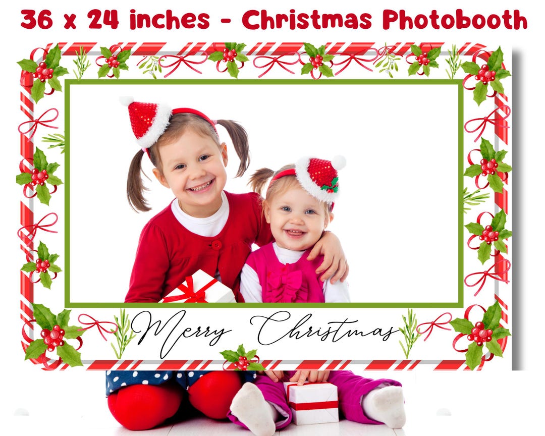 Merry Christmas Photo Booth Frame: Holiday Party Selfie Prop (digital ...