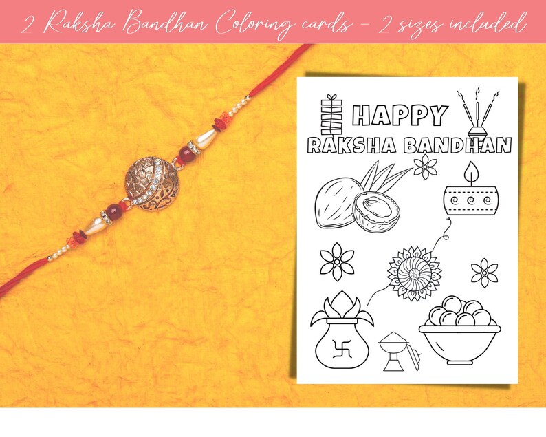 2 Printable Coloring Raksha Bandhan Cards | 2 Raksha Bandhan Cards ...