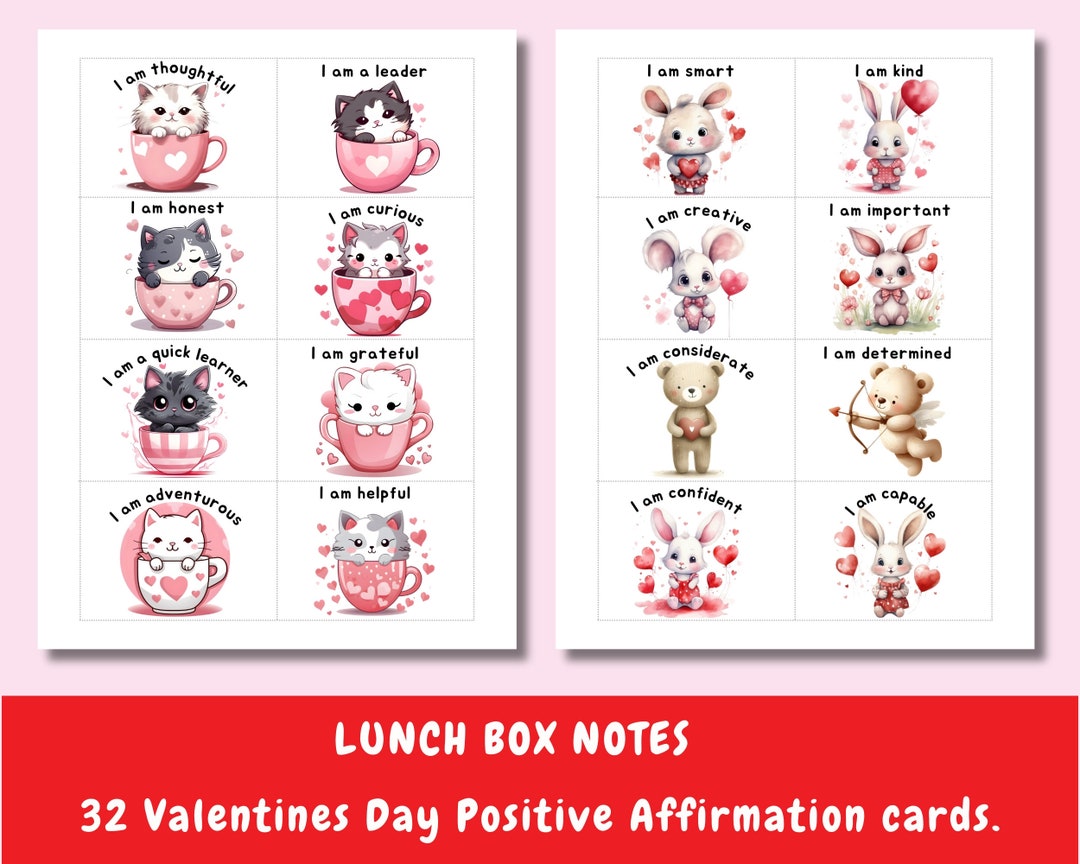 32 Valentine's Day Positive Affirmation Cards for Kids | Positive ...