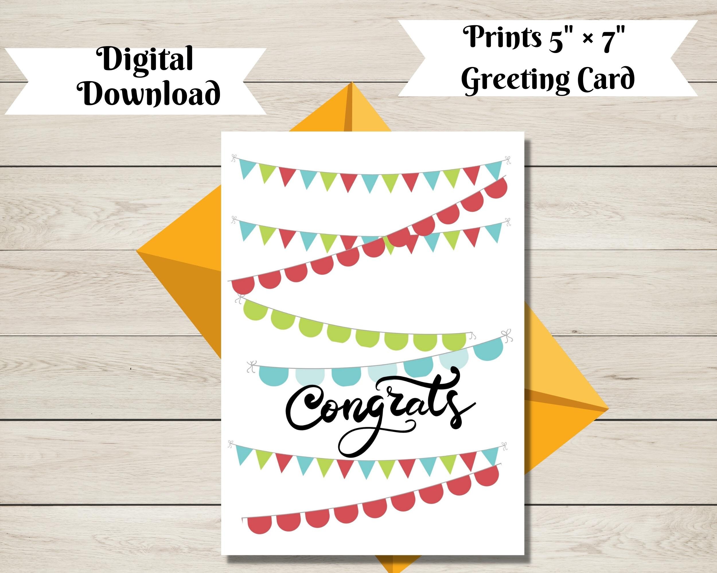 Congratulations Printable Card / Instant Download PDF / Congrats Card ...
