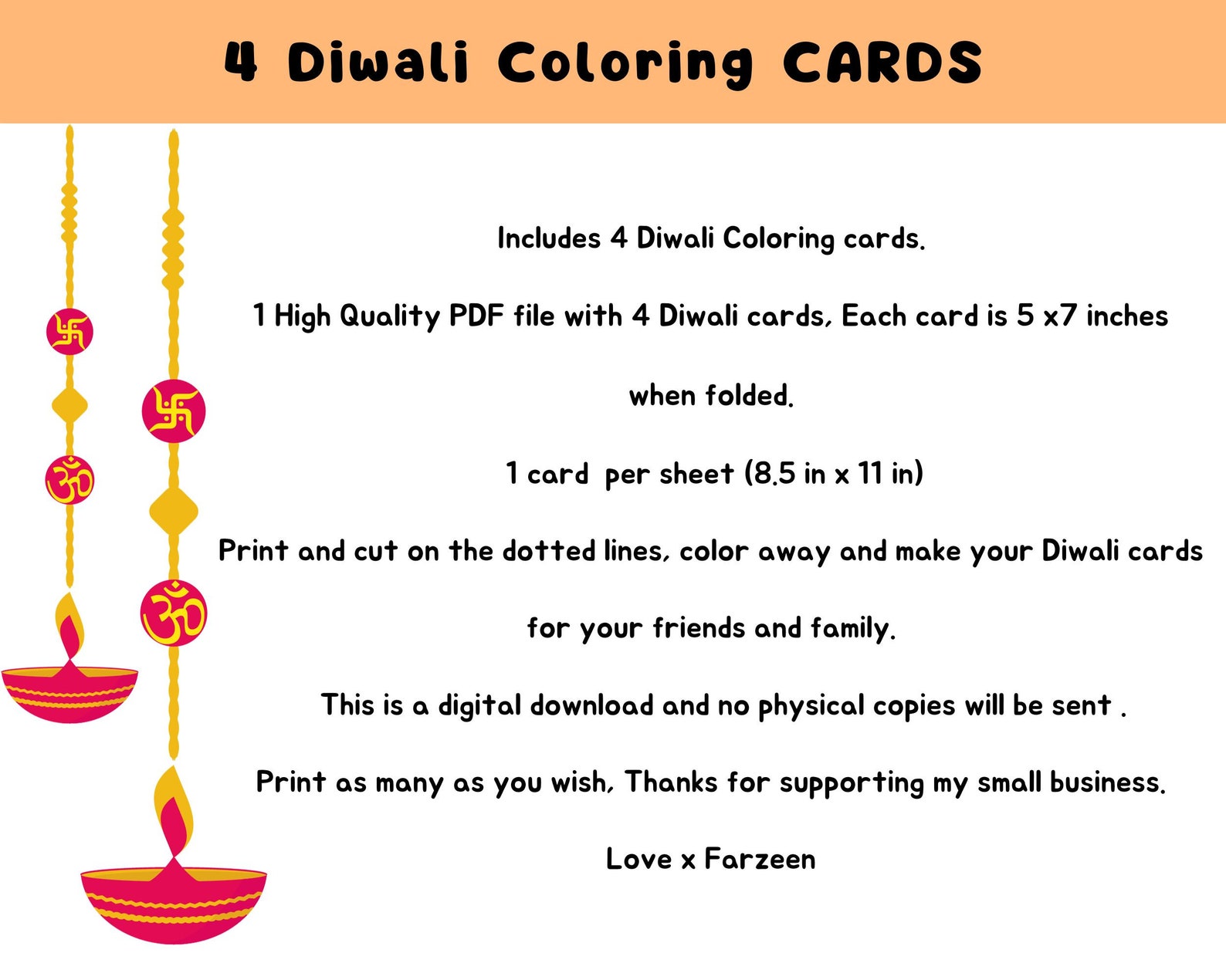4 Coloring Happy Diwali Cards | 4 Happy Diwali Coloring Cards | Instant ...