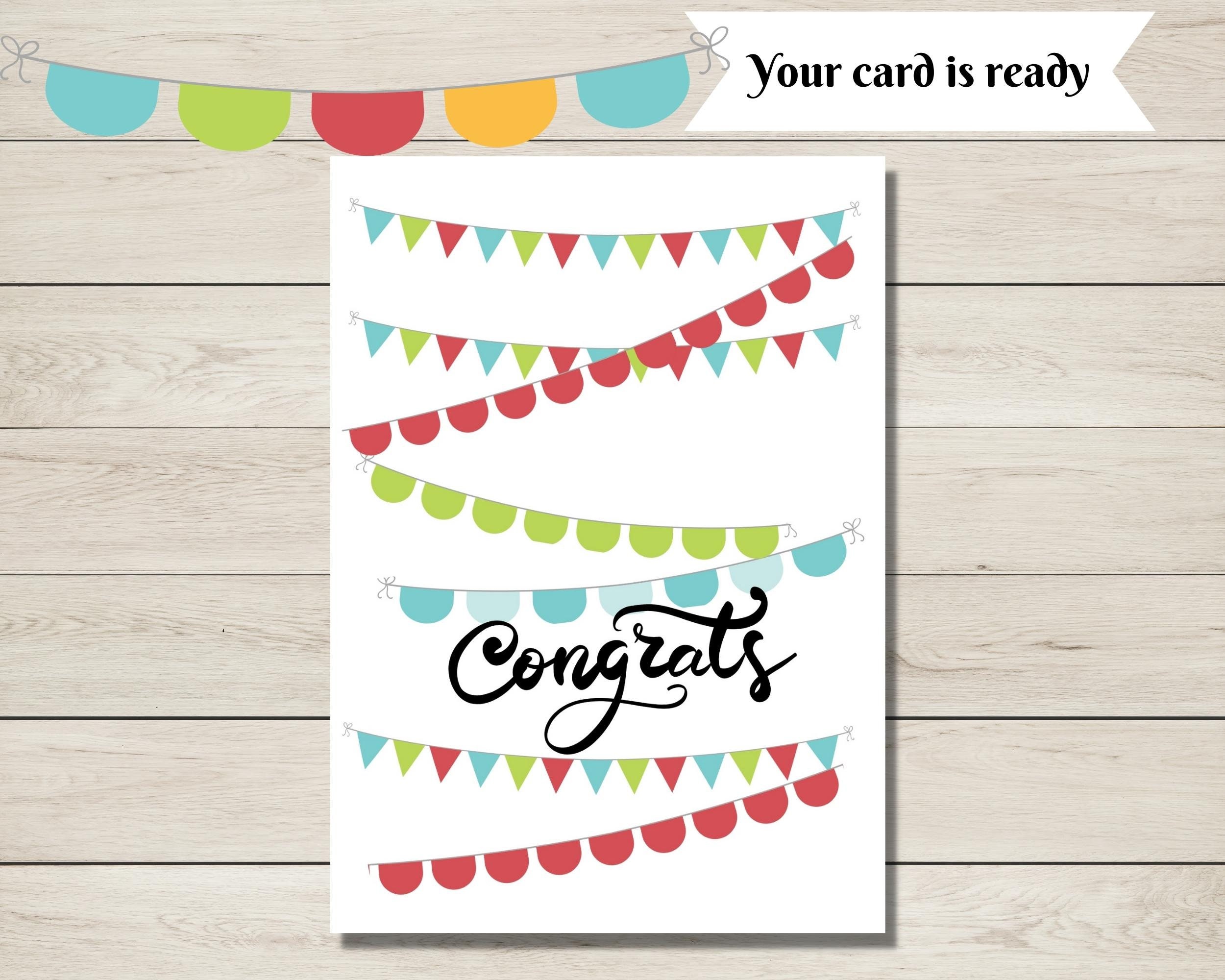 Congratulations Printable Card / Instant Download PDF / Congrats Card Template / Congratulations ...