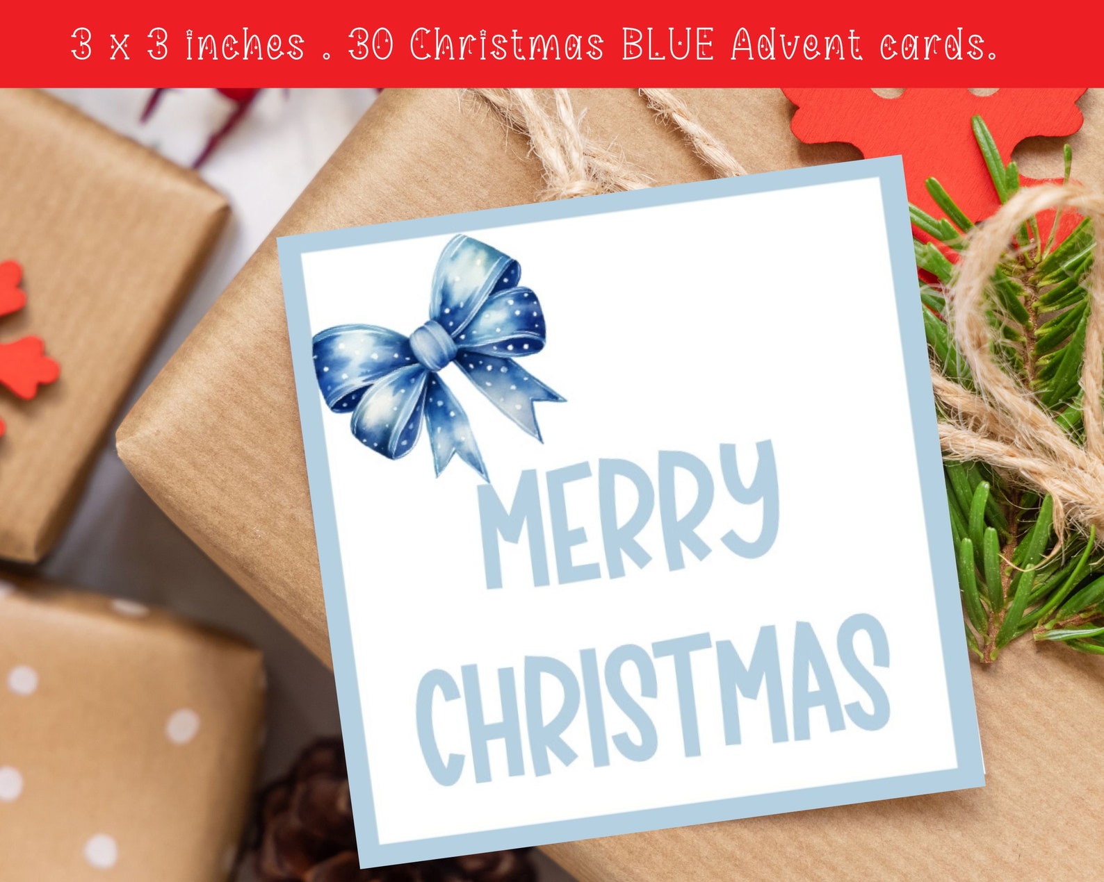 30 Blue Advent Calendar Printables, Blue Christmas Countdown, Blue ...