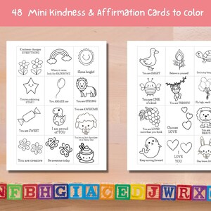 48 Mini Kindness Cards to Color for Kids | Printable Mini Positivity ...