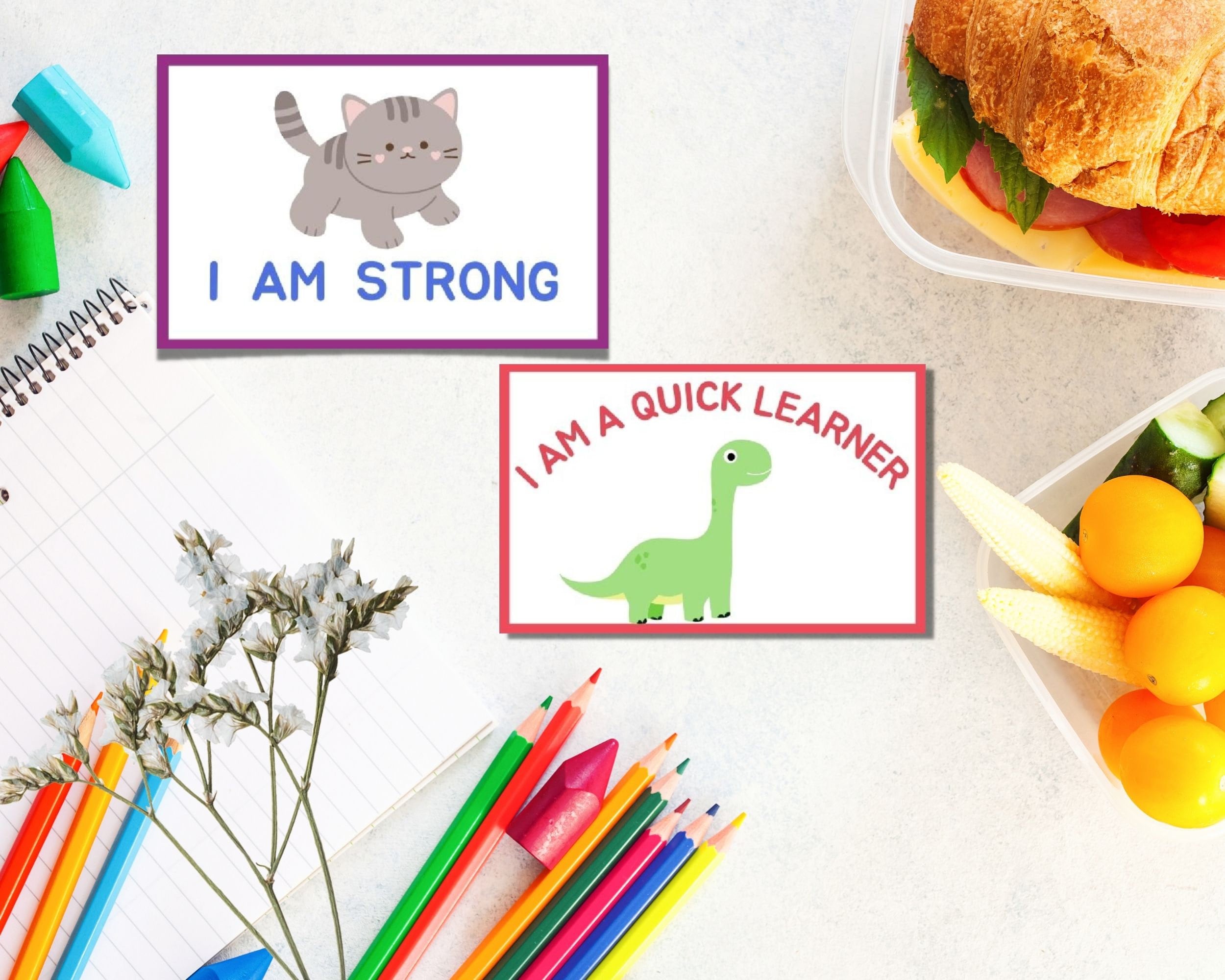 24 Positive Affirmation Cards for Kids | 24 Positive Thought Cards for ...