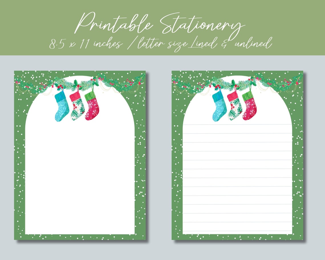 Christmas Printable Stationery | Lined and Unlined Paper | US Letter ...
