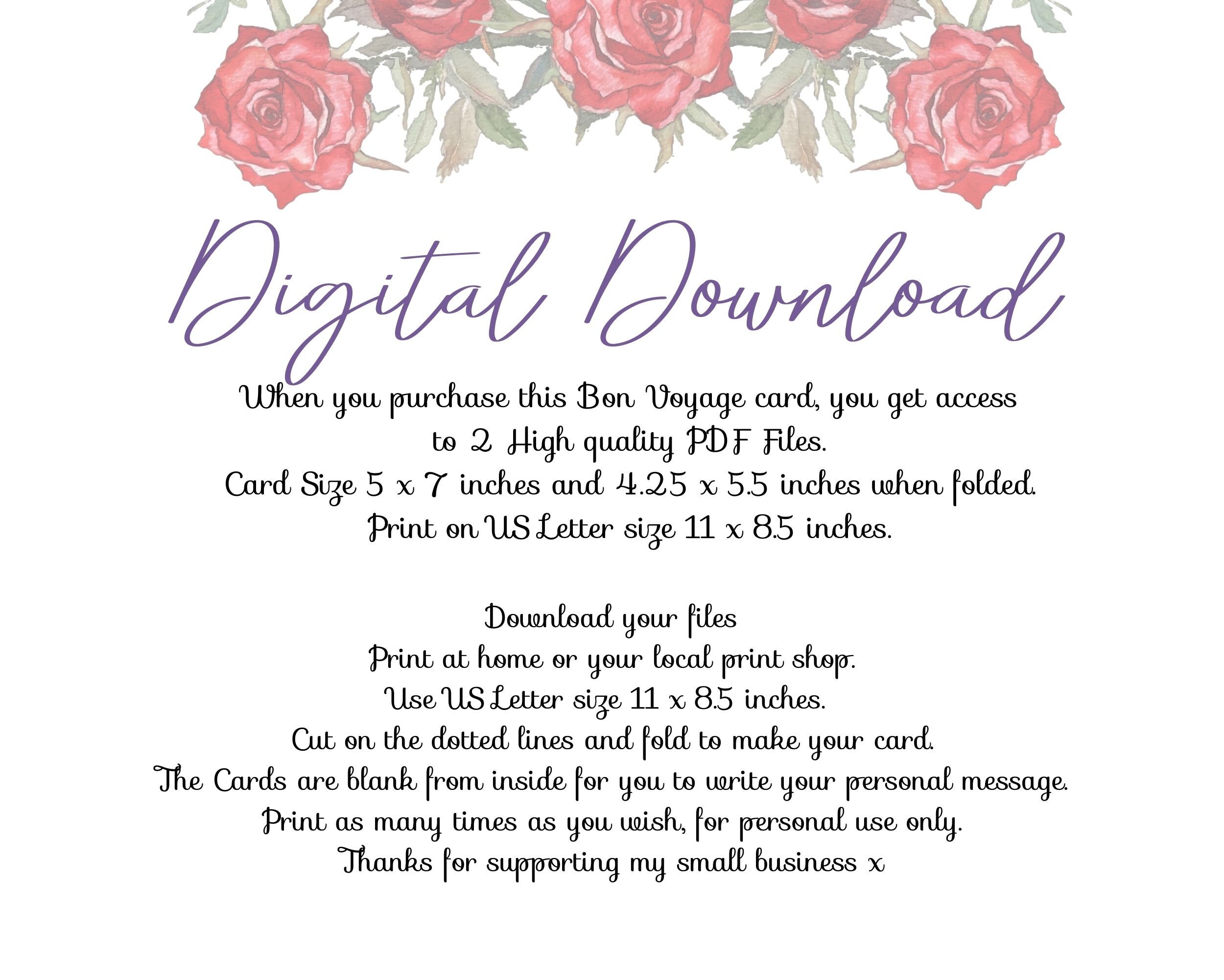 Printable Bon Voyage Greeting Card | Digital Bon Voyage Card ...