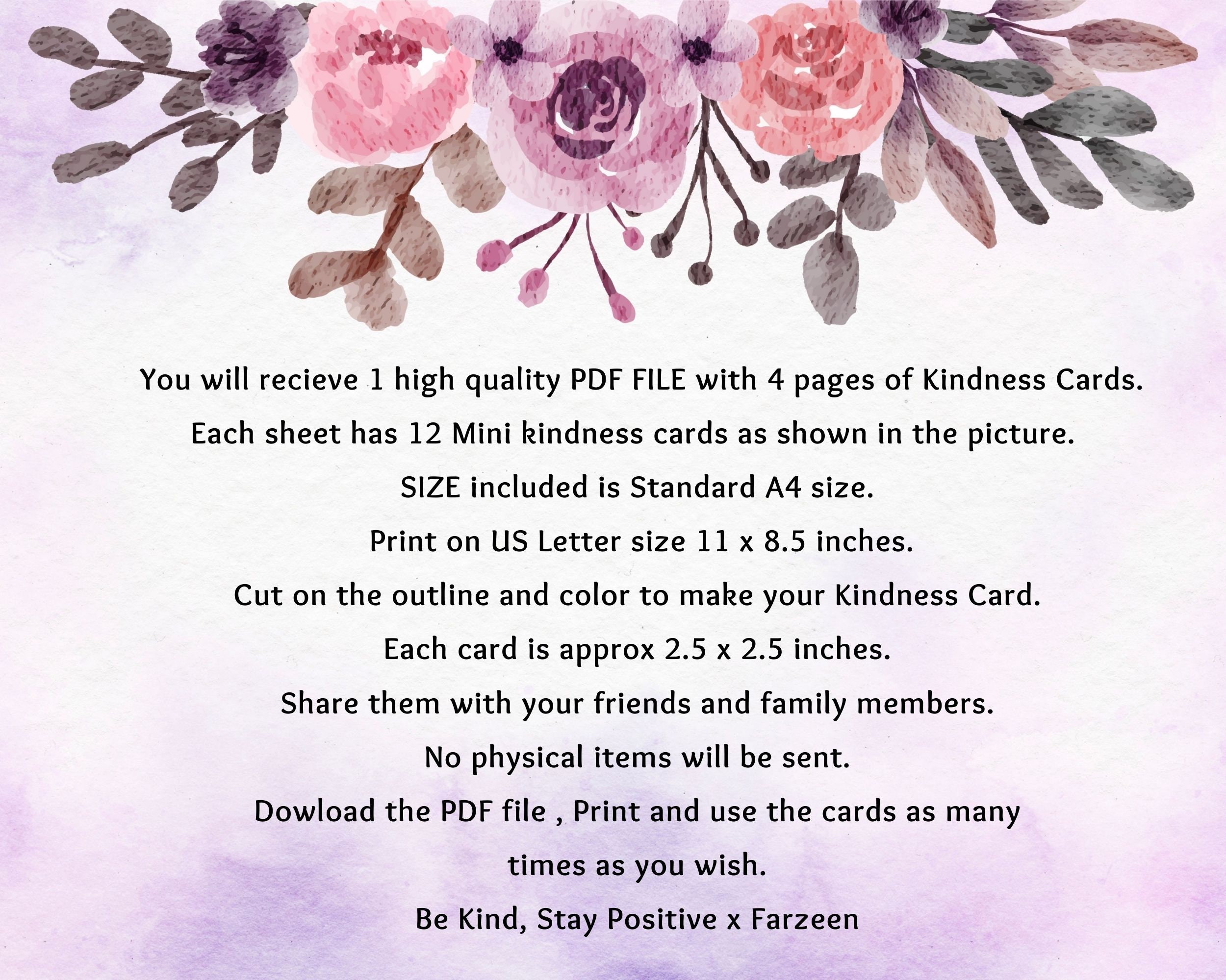 48 Mini Kindness Cards to Color for Kids | Printable Mini Positivity ...