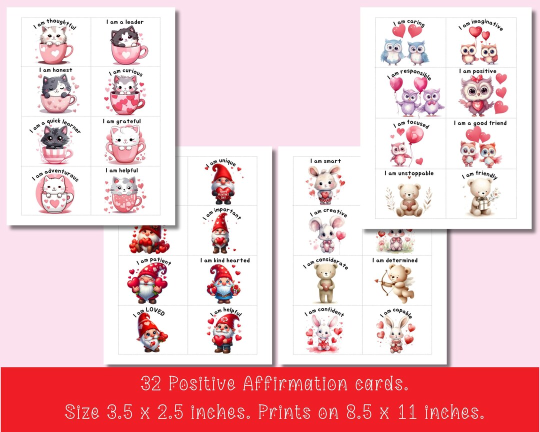 32 Mini Affirmation Cards | Printable Mini Positivity Cards | Printable ...
