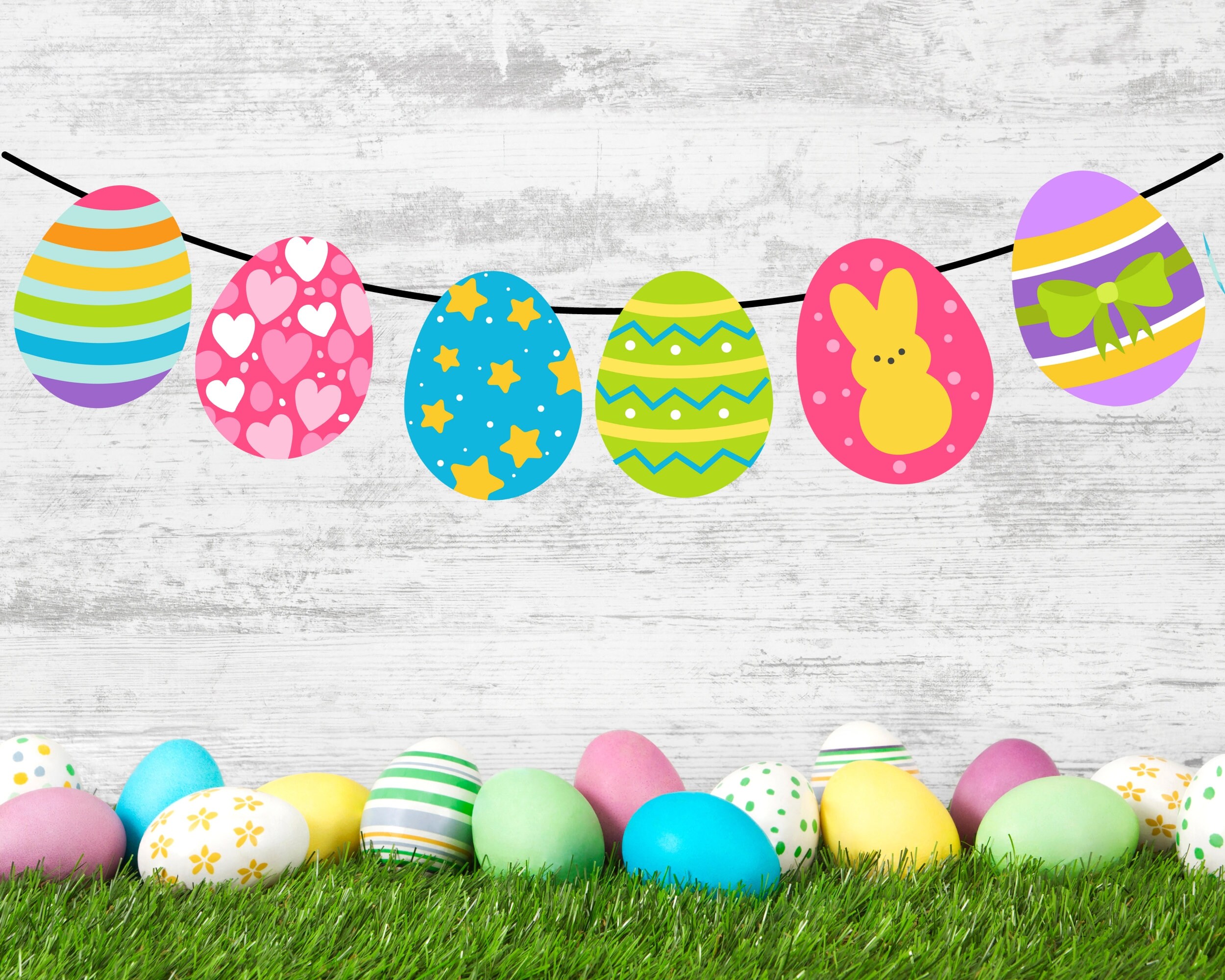 Easter Eggs Printable Banner, Easter Banner, DIY Printable Banner ...